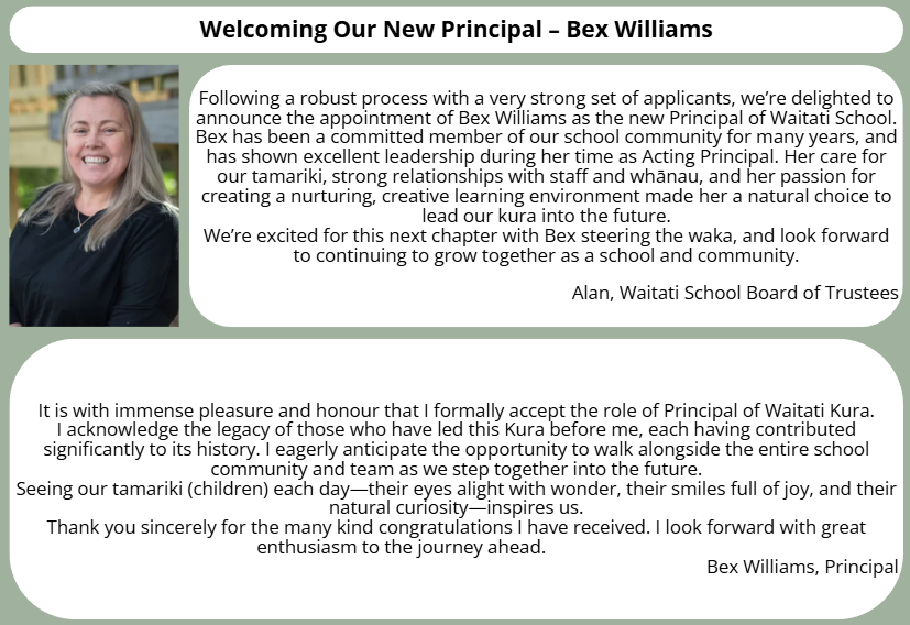 Announcement – New Principal – Waitati School