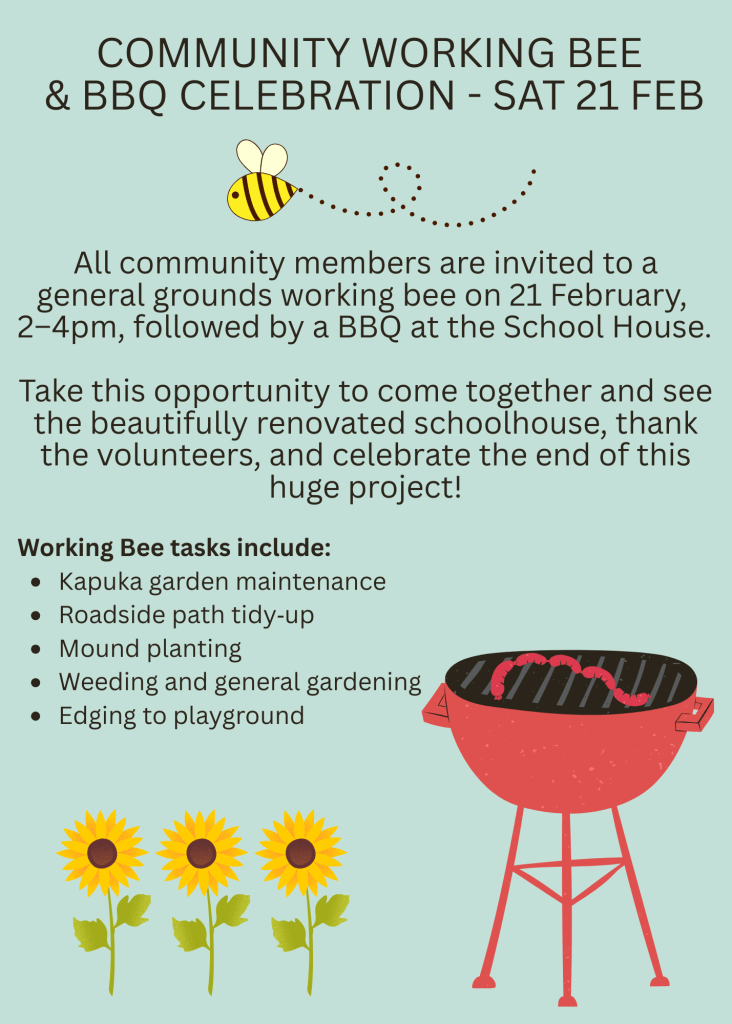 Community Working Bee & BBQ Celebration – Waitati School